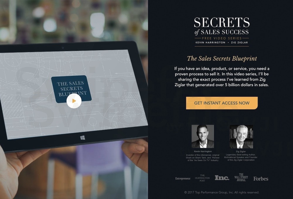 Landing Page For Secrets Of Sales Success Swipefile By Flowji
