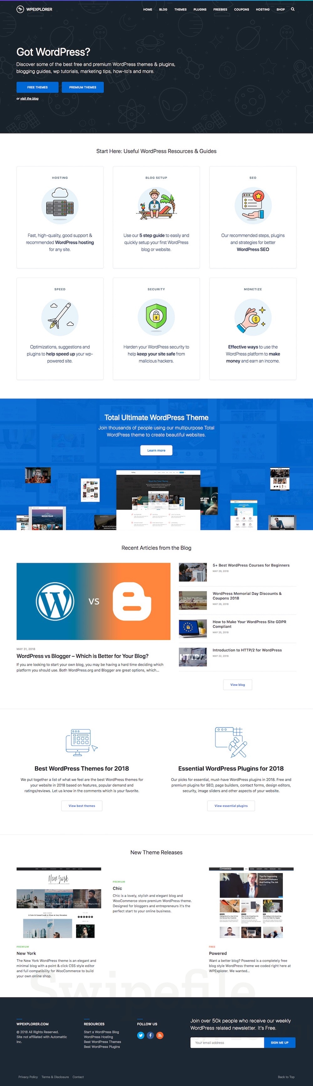 Homepage - WPExplorer - Easy Tips, Tutorials and Resources for WordPress Website - Swipefile by ...