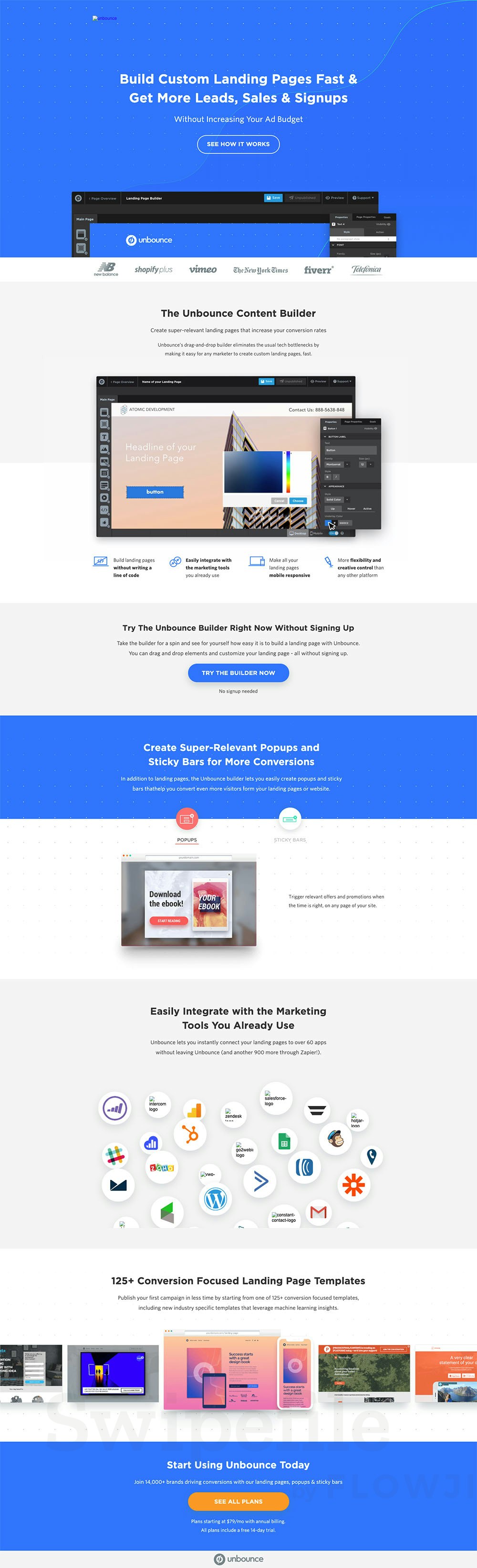Landing Page - Build Custom Landing Pages with Unbounce - Swipefile by ...