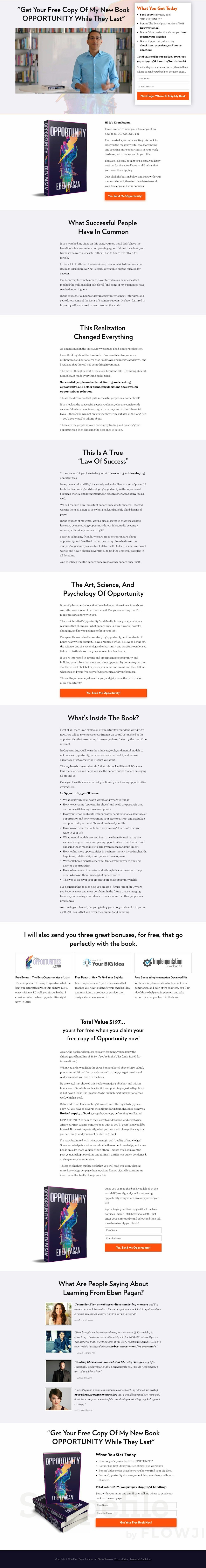 Landing page for Get Your Free Copy Of My New Book OPPORTUNITY While ...